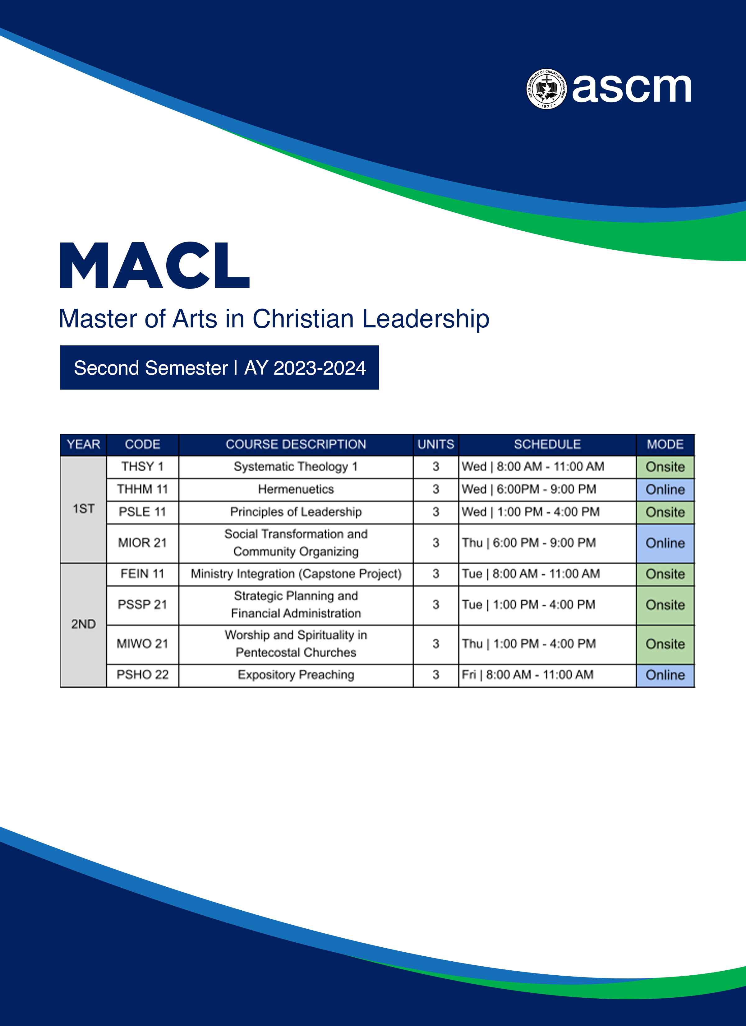 Course Schedules (2nd Semester) AY 2023-2024 - ASCM
