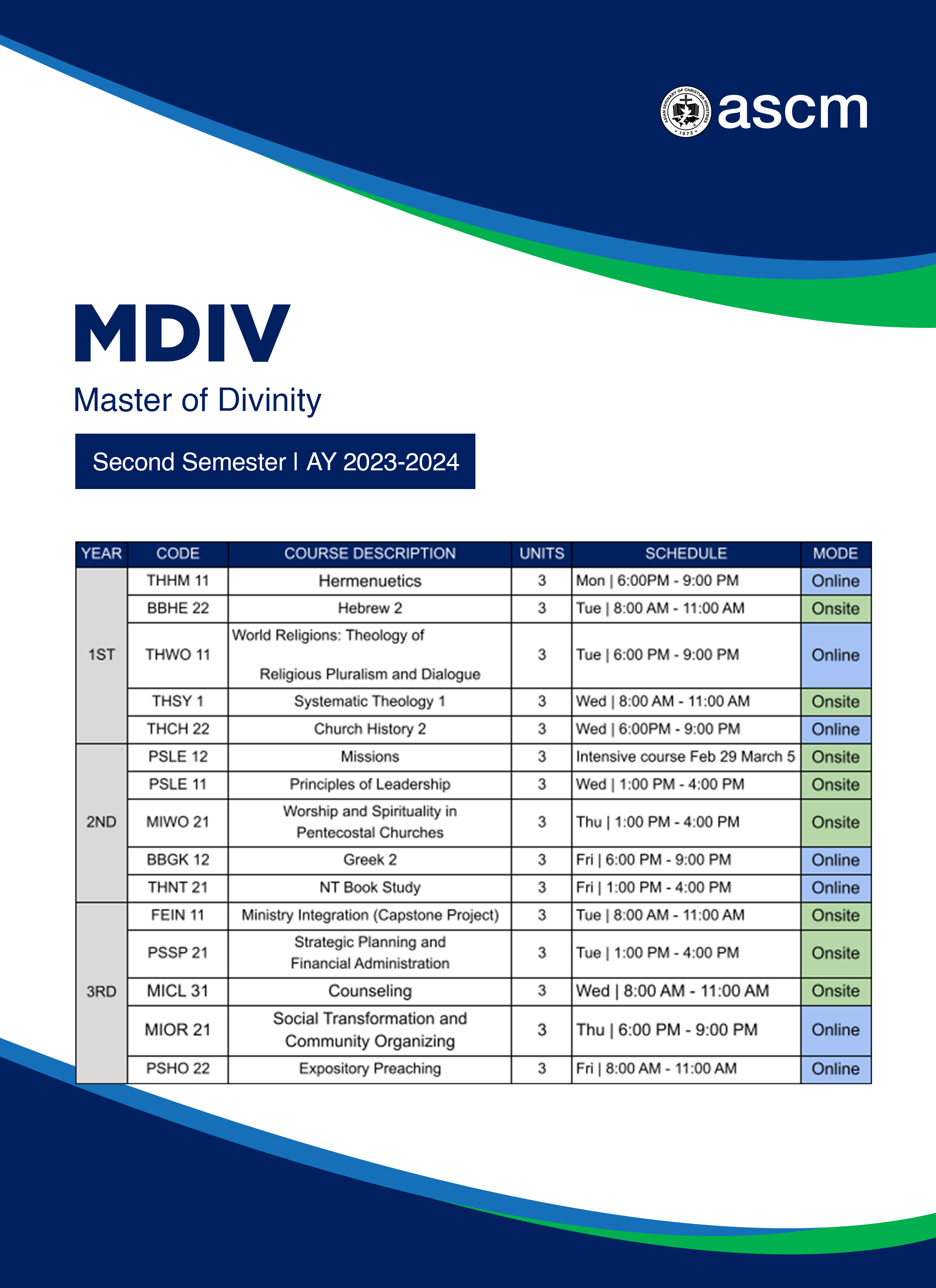 Course Schedules (2nd Semester) AY 2023-2024 - ASCM