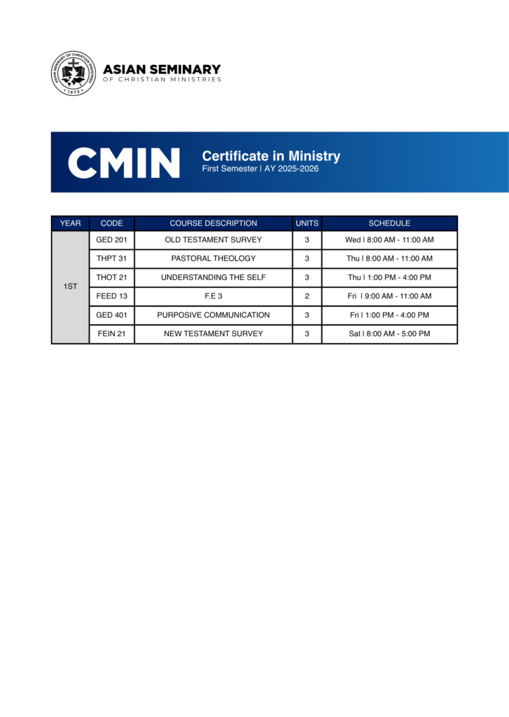 Course Schedules (1st Semester) AY 2025-2026 - ASCM