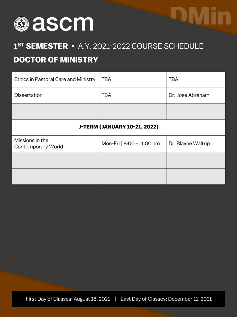Online Course Schedules (1st Semester) AY 2021-2022 - ASCM